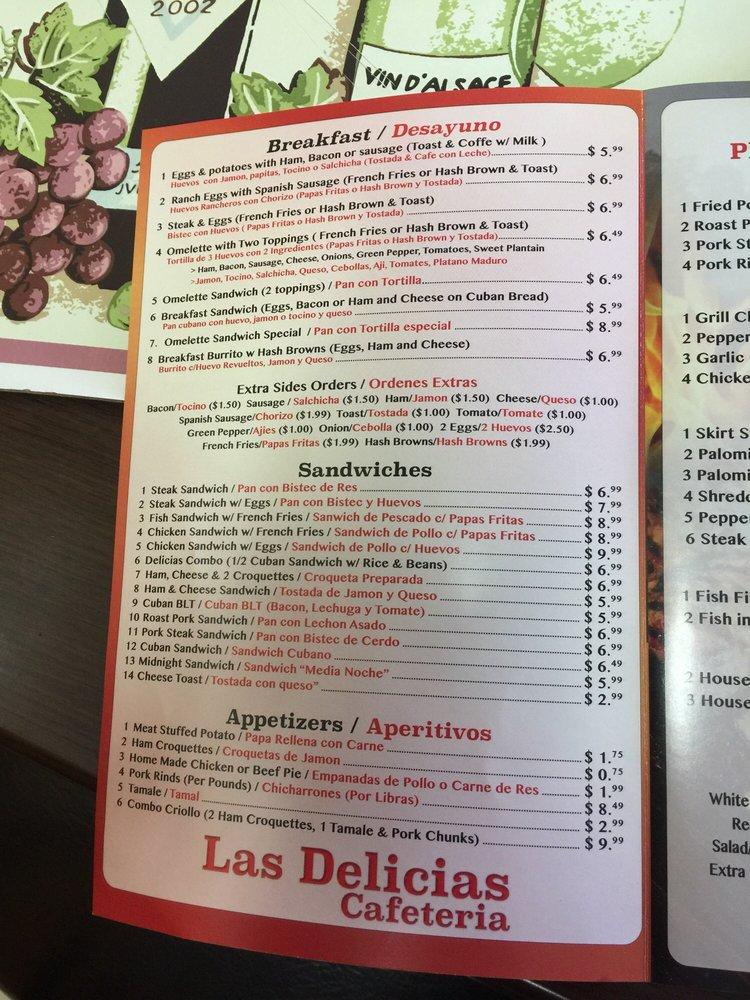 Menu at Las Delicias Ranch Cafeteria, Alva