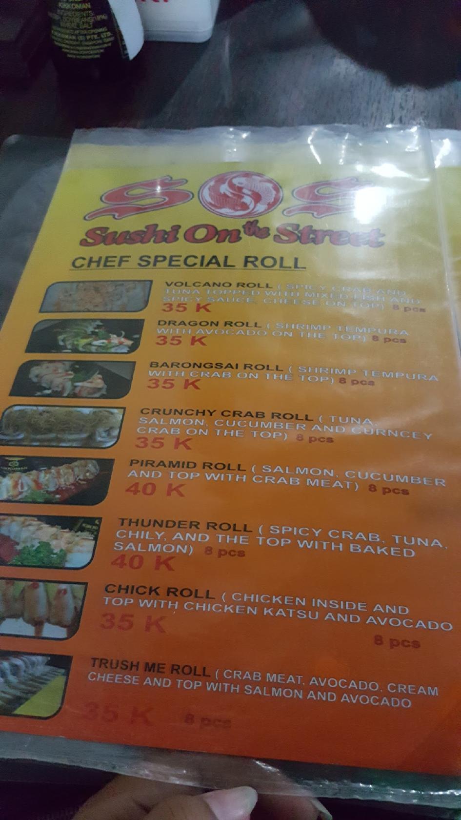 Menu at Sushi On The Street restaurant, Denpasar, Jl. Cargo Permai No.197x