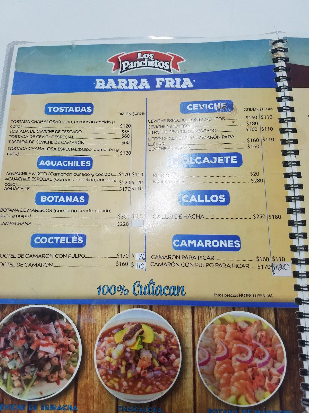 Carta de Panchitos Restaurant, Mexicali