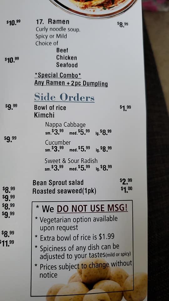 Menu at Kimchi Joy - Korean Restaurant, Aberdeen