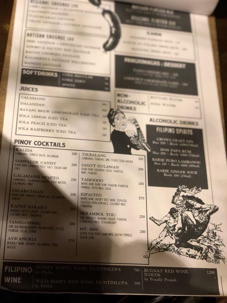 Carta de Agimat at Ugat Foraging Bar and Kitchen, Makati