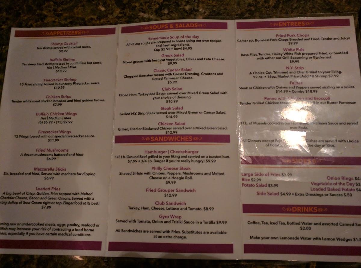 Menu at Alex's Place pub & bar, Port Richey