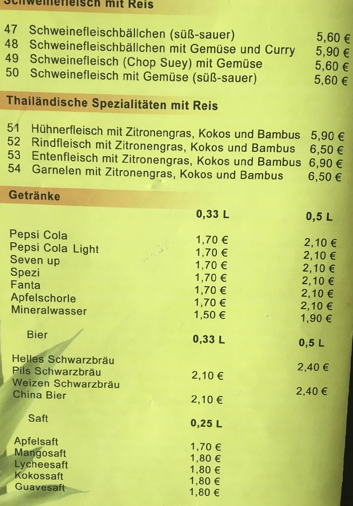 Menu at Asia Snack Nam Anh restaurant, Augsburg
