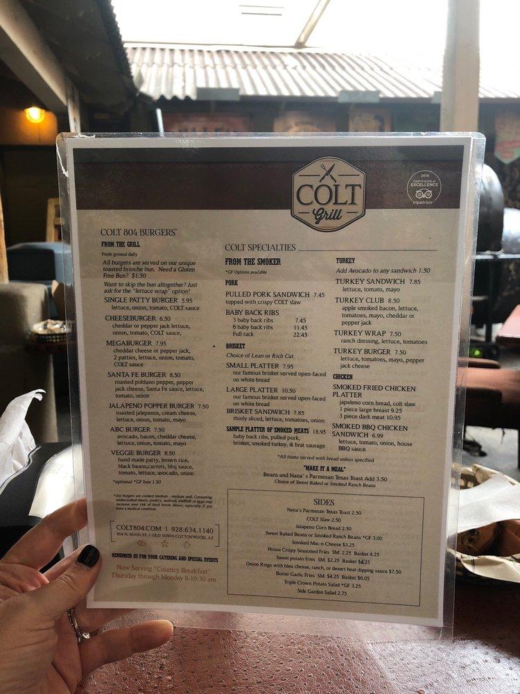 Menu at COLT Grill Cottonwood pub & bar, Cottonwood