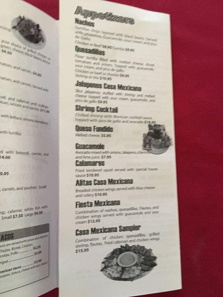 Menu at Casa Mexicana Bar & Grill, Tampa, W Gandy Blvd b