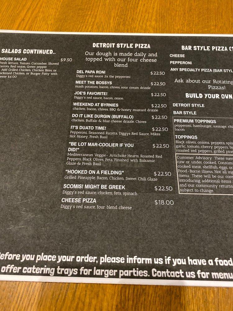 Menu at Diggy's Pizza pizzeria, Westford
