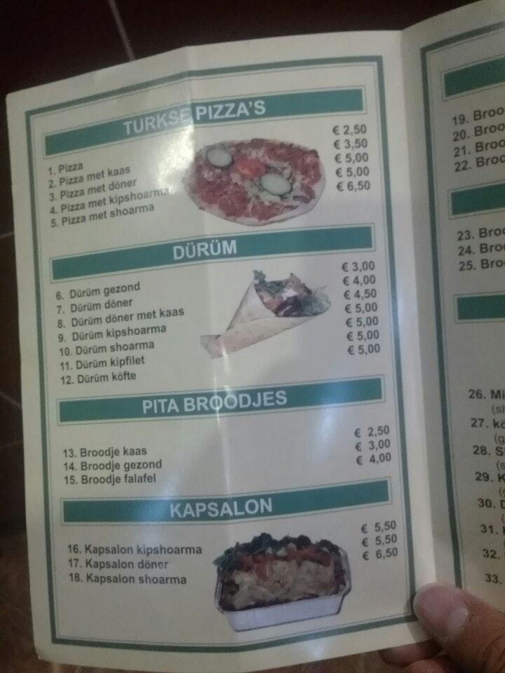 Menu at Eethuis Helal, Haarlem