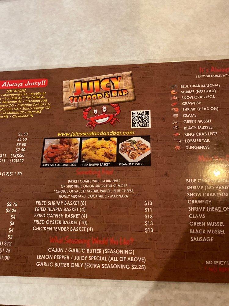 Menu at Juicy Seafood & Bar, Dallas