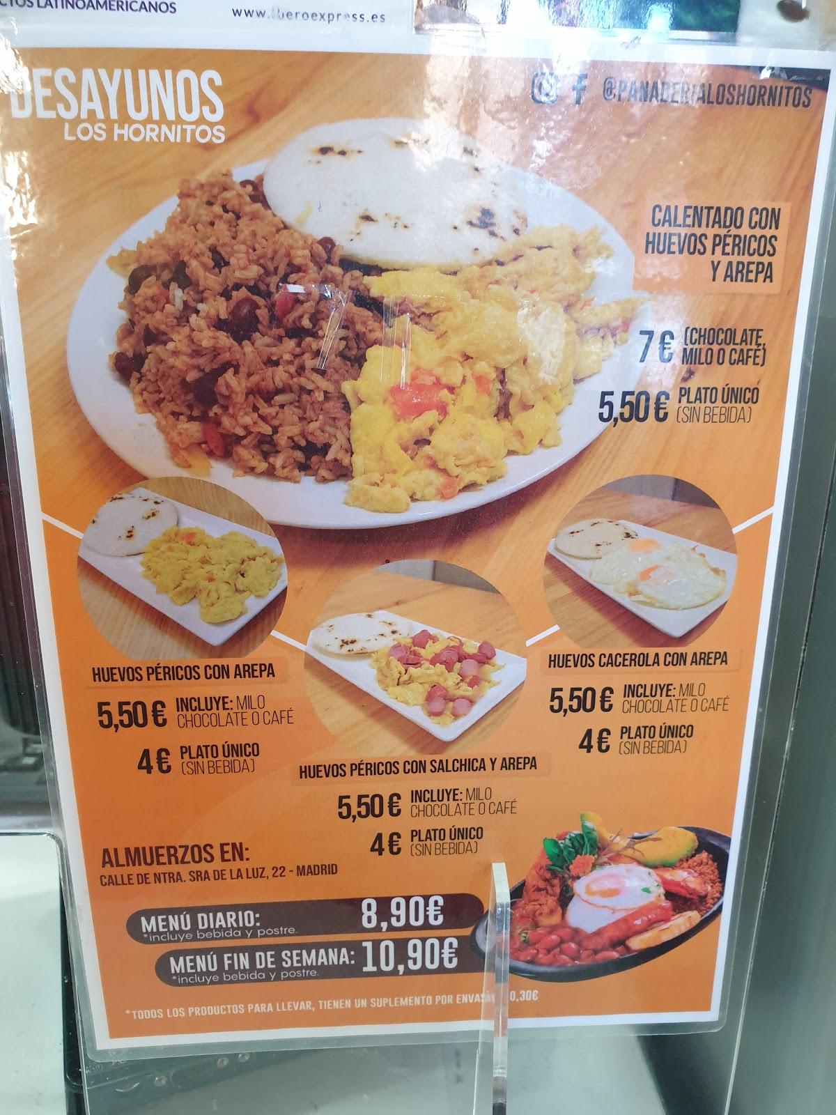 Menu at Los Hornitos Panadería, Getafe