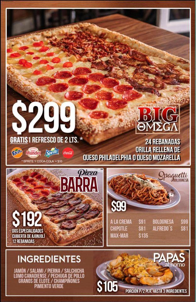 Carta del restaurante Pizza Omega, Ciudad del México, Av. Santa Cruz ...