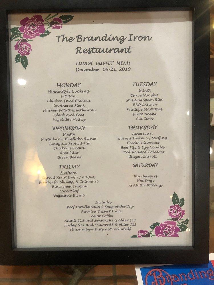 Menu at Branding Iron restaurant, Kerrville