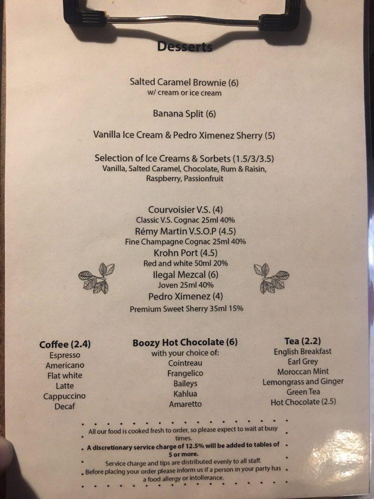 Menu at The Chester Arms pub & bar, Oxford