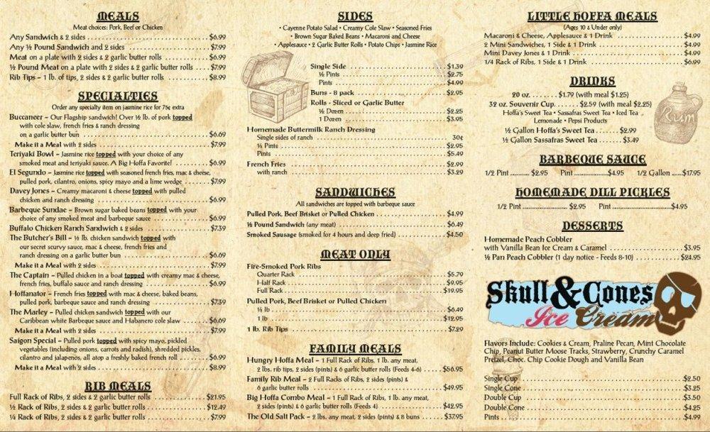 Menu at Big Hoffa's Smokehouse BBQ, Westfield