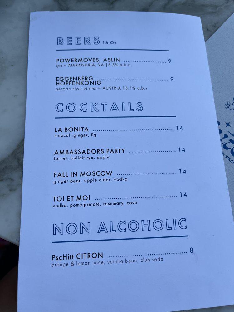 Menu at Lutèce. pub & bar, Washington