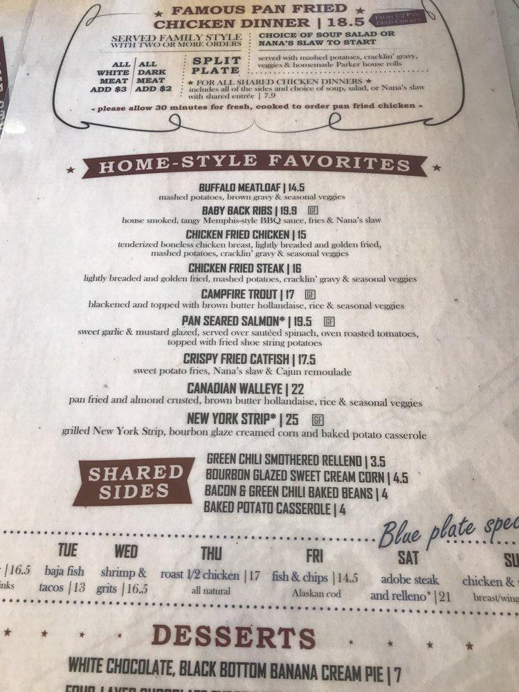 Menu at Castle Cafe, Castle Rock