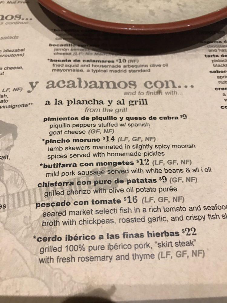 Menu at Cúrate pub & bar, Asheville