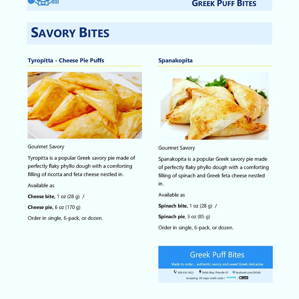 Menu at Greek Puff Bites, Pikeville