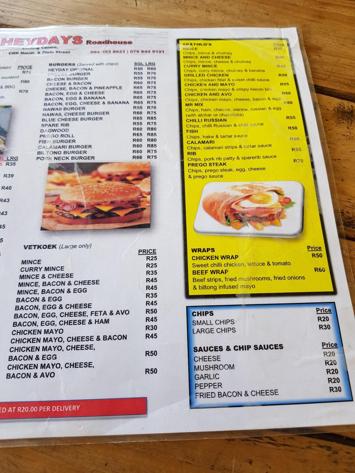 Menu at Heyday's Take Aways @ Rayton restaurant, Rayton
