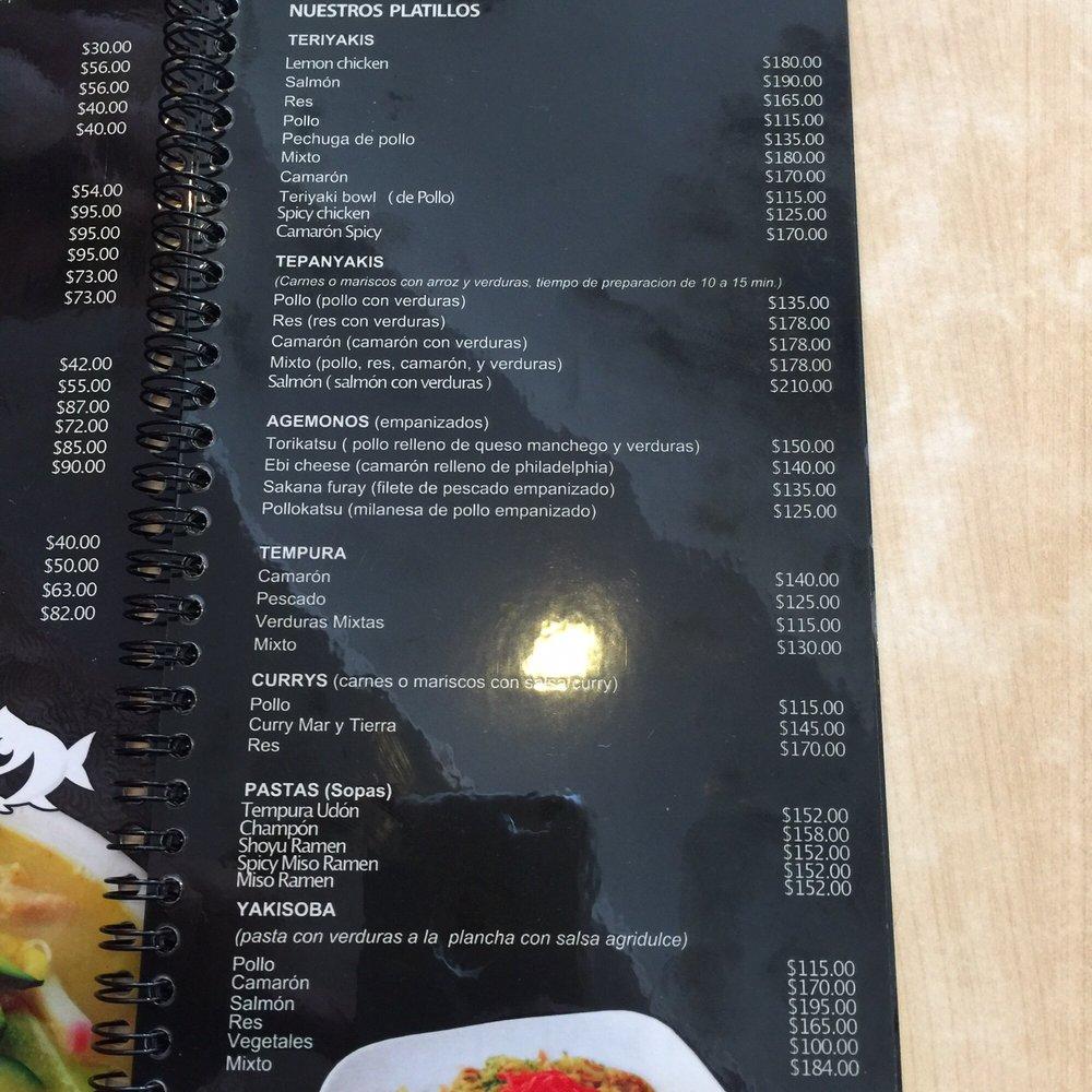 Menu at Señor Sushi restaurant, Tijuana