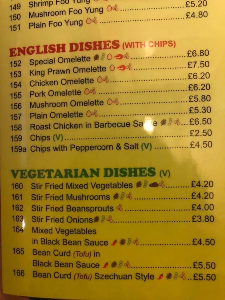 Menu at The Peking Palace fast food, Swanscombe