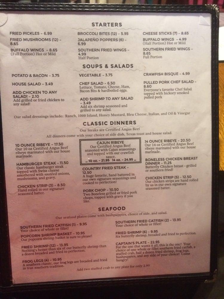 Menu at Tin Lizzie Cafe, West Point, US-45 ALT