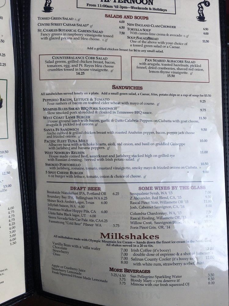 Menu at 5 Spot restaurant, Seattle