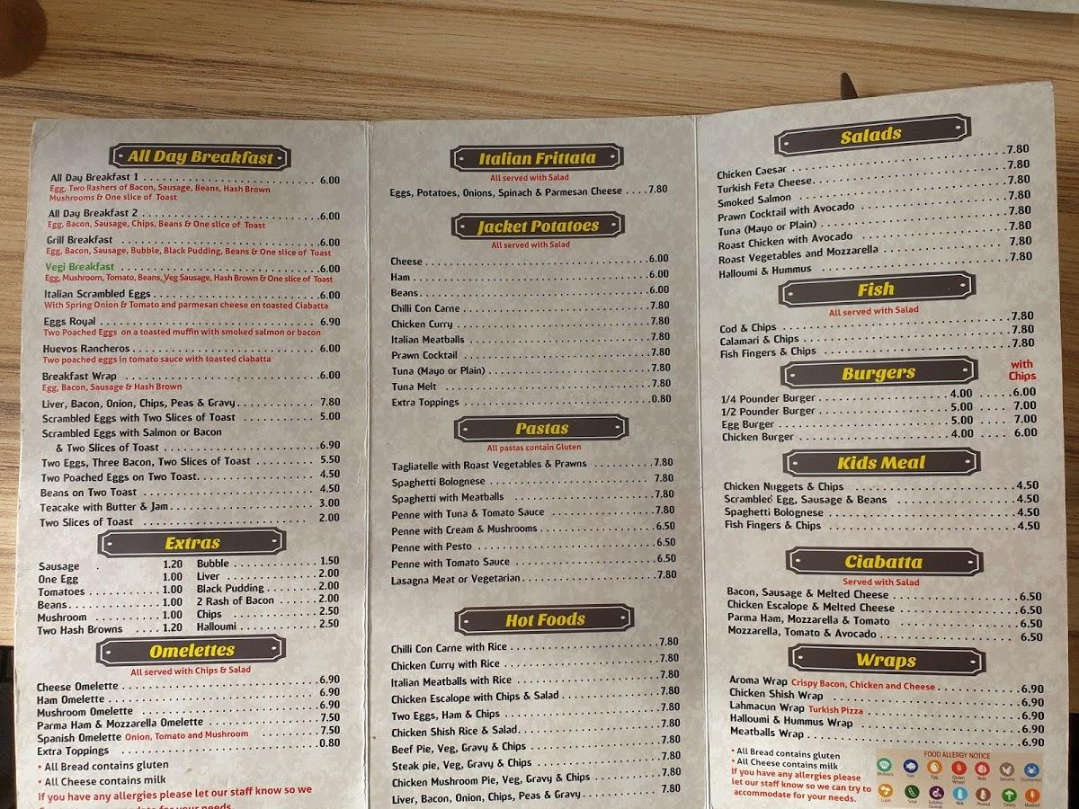 Menu at Cafe Aroma Mangal, Harpenden