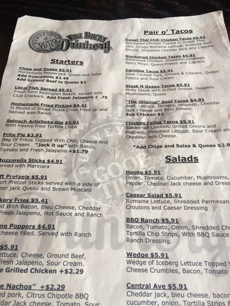 Menu at Five Bucks Drinkery pub & bar, Saint Petersburg
