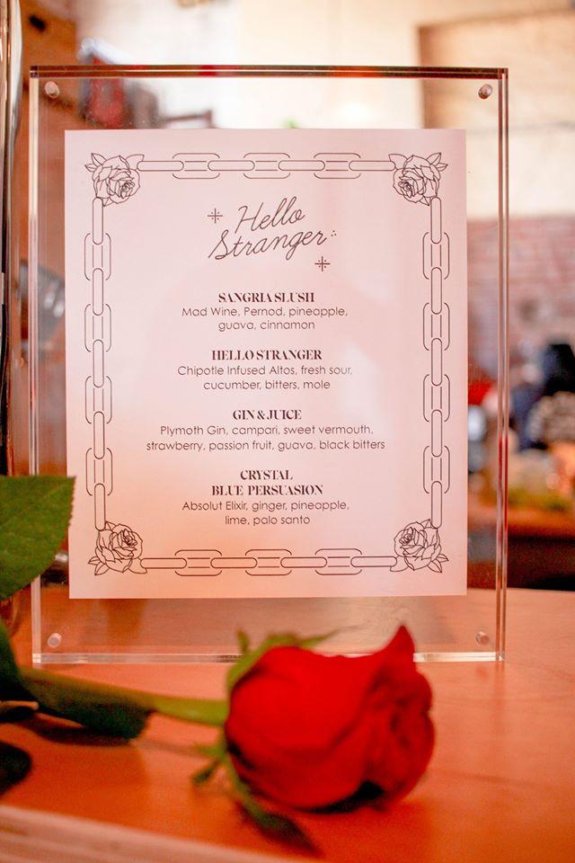 Menu at Hello Stranger restaurant, Los Angeles