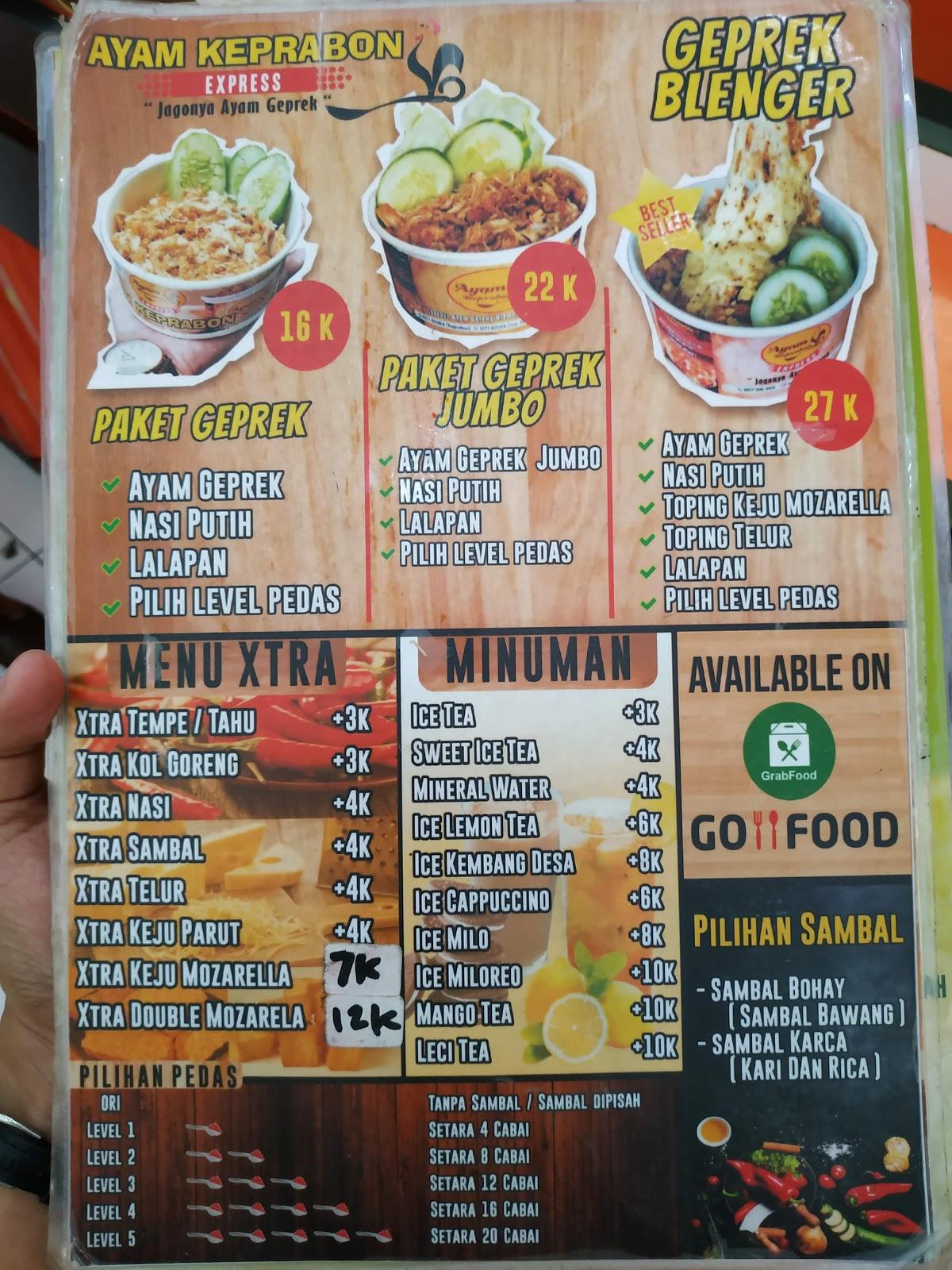 Menu at Ayam Keprabon Express Bandung restaurant, Bandung, Jl. Buah ...