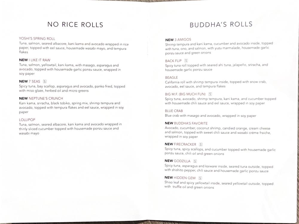 Menu at Buddha's Favorite restaurant, Newport Beach, 634 Lido Park Dr