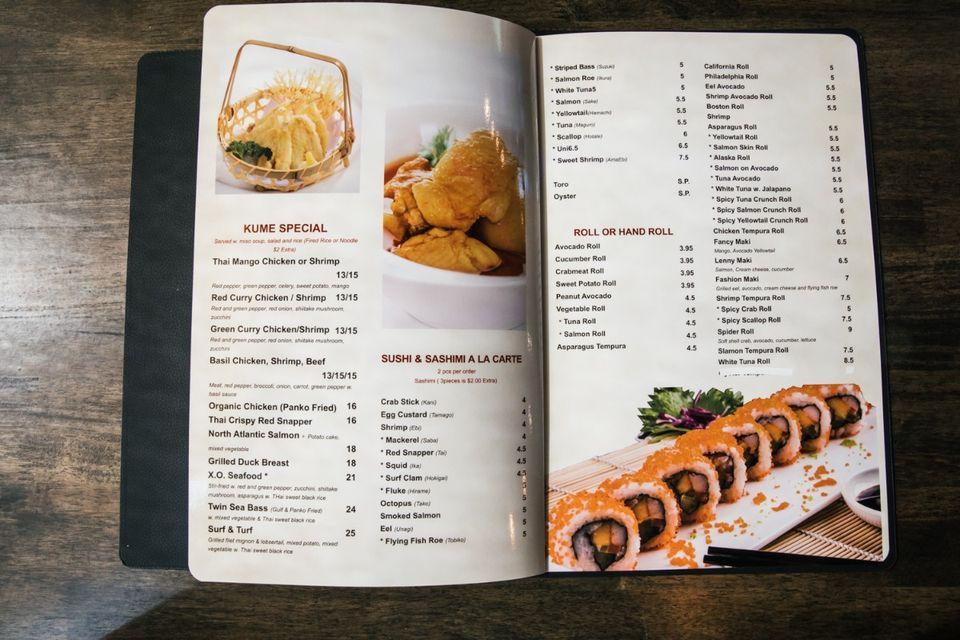Menu at Kume steakhouse, Topsham