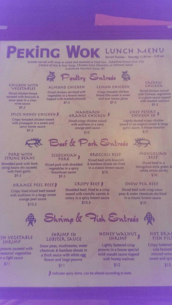 Menu at Peking Wok Chinese Restaurant, Bonsall