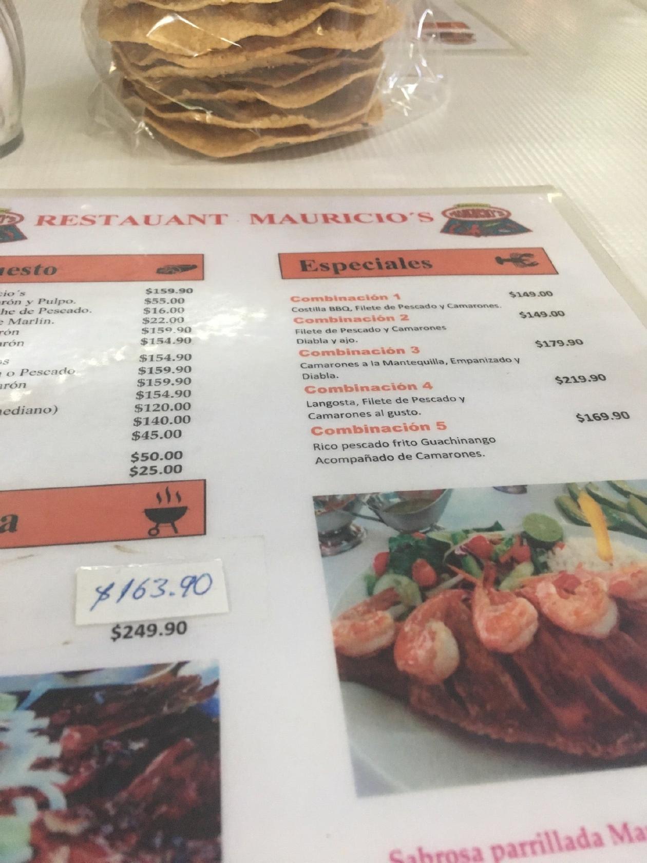 Menu at Restaurant Mauricio's Vallarta, Puerto Vallarta, Carretera a ...