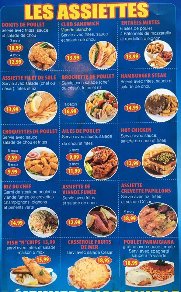 Menu au Restaurant Salut Québec, Richelieu