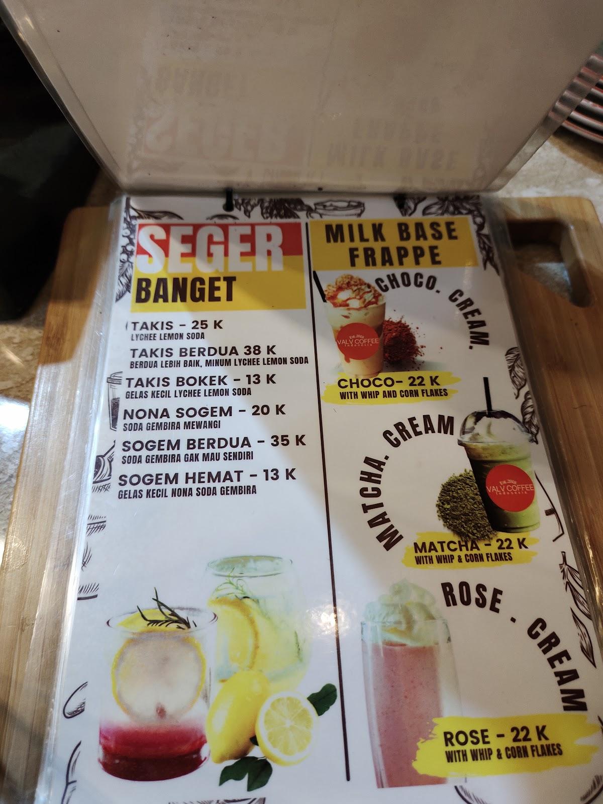 Menu at Valv Coffee And Eatery pub & bar, Palangkaraya