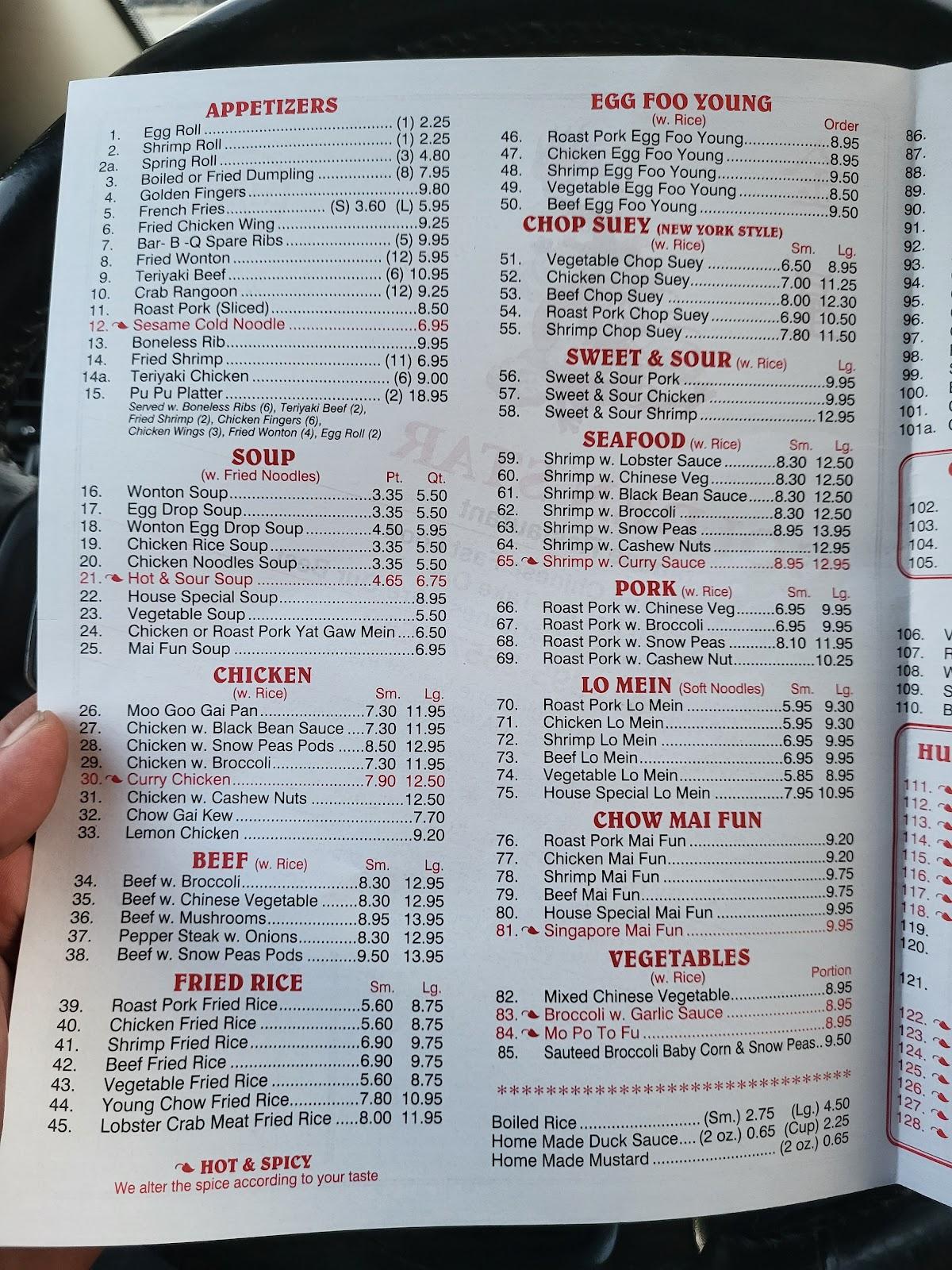 Menu at Golden Star Restaurant, New Bedford, 500 Kings Hwy