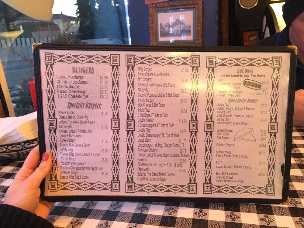 Menu at Steve's Burgers restaurant, Garfield, 506 US-46