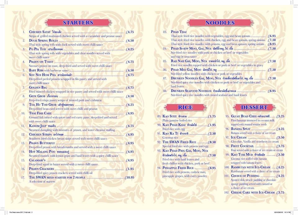 Menu at Swan at Fincham pub & bar, Fincham, 72 High St