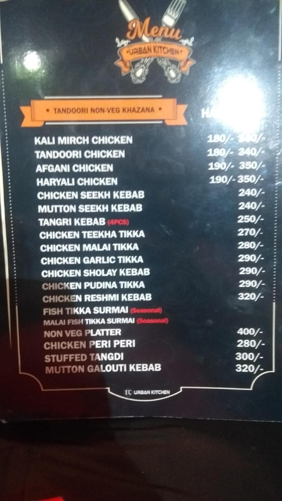 Menu at Urban Kitchen ( A Family Restaurant ), Palwal