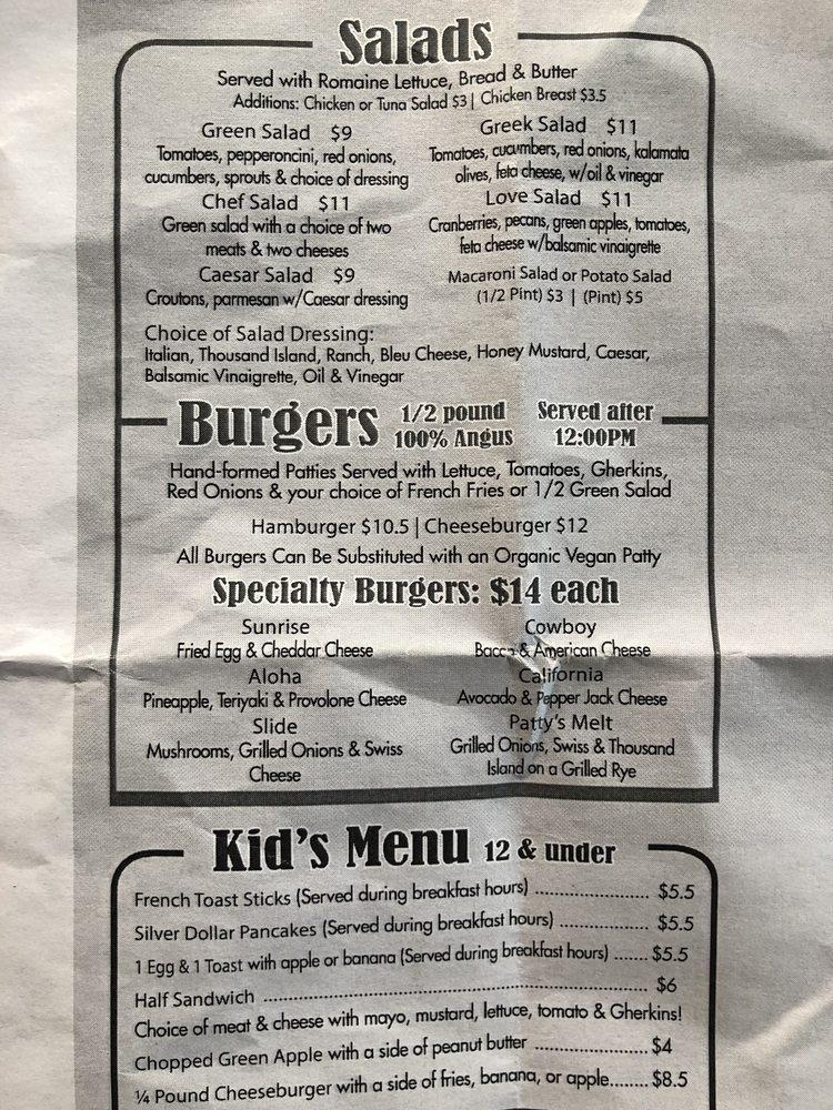 Menu at Gherkin's Sandwich Shop restaurant, Montara