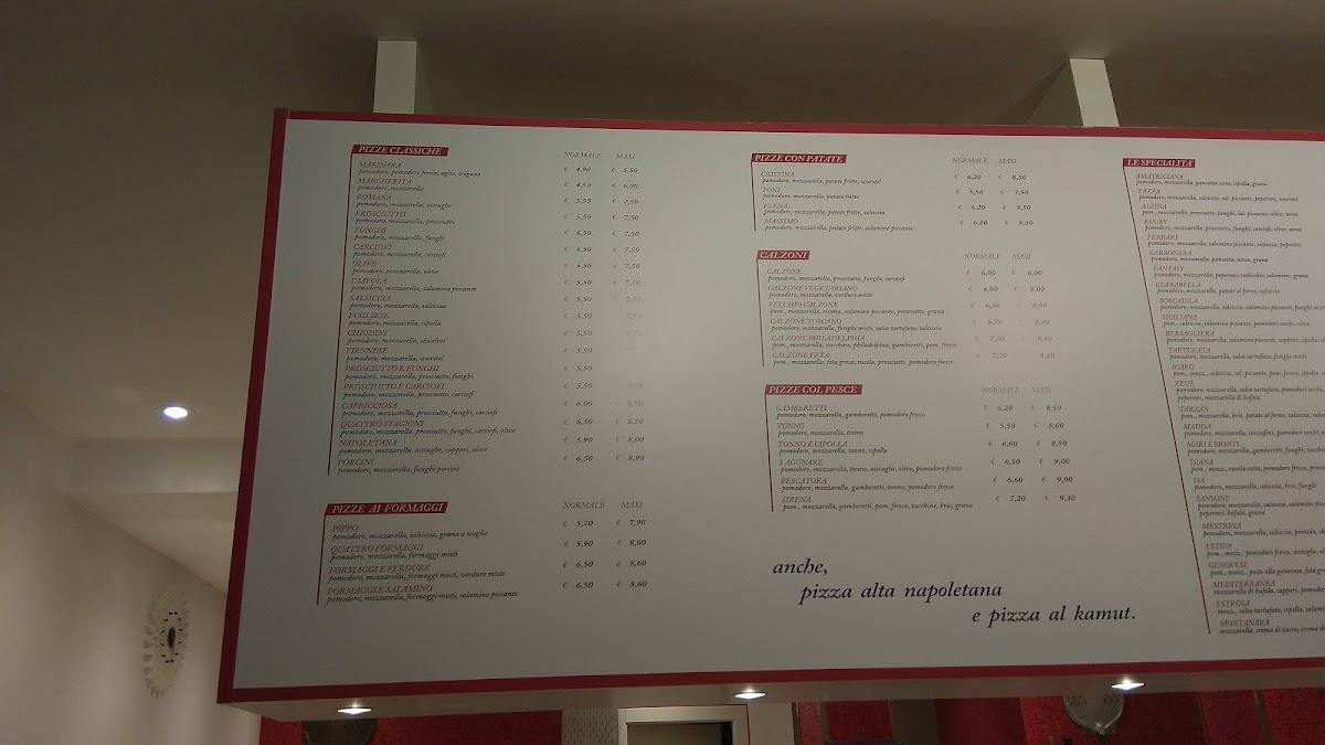 Menu at Apollo La Pizza restaurant, Venice