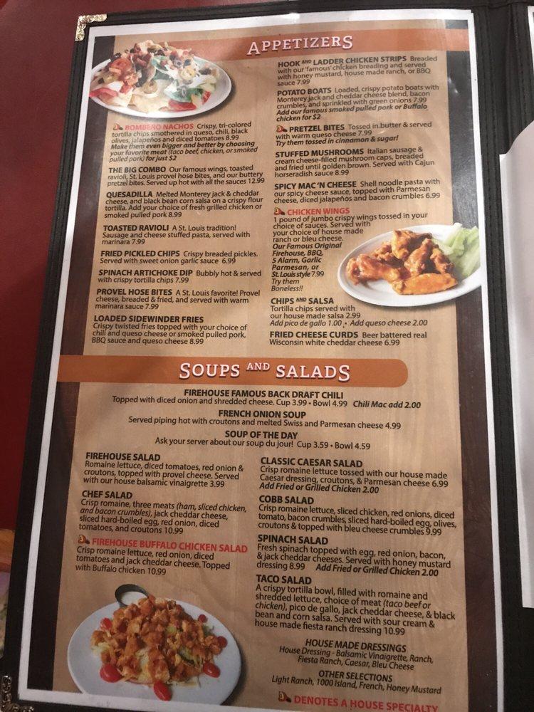 Menu at Firehouse Bar & Grill St. Louis, Lemay