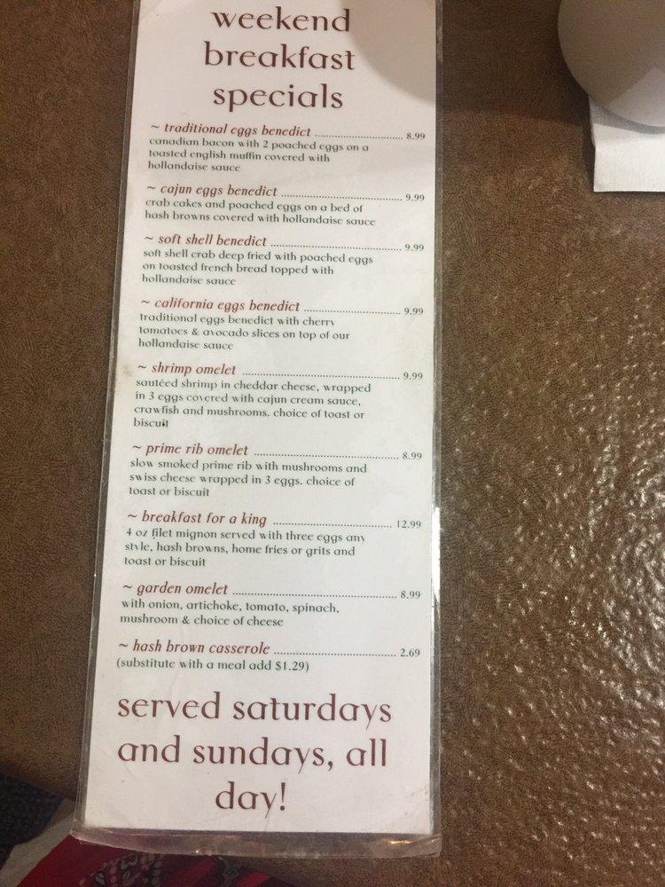 Menu at La Pines Cafe, Slidell
