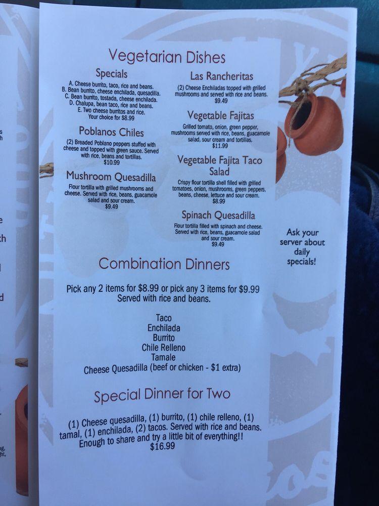 Menu at Los Tapatios restaurant, Vestal, 1101 Bunn Hill Rd