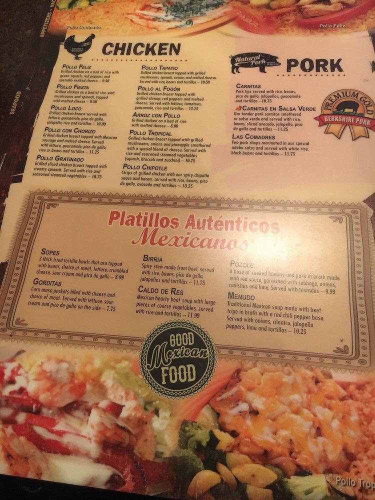 Menu at Santa Fe Mexican Grill restaurant, Greensboro, 423 Pisgah Church Rd