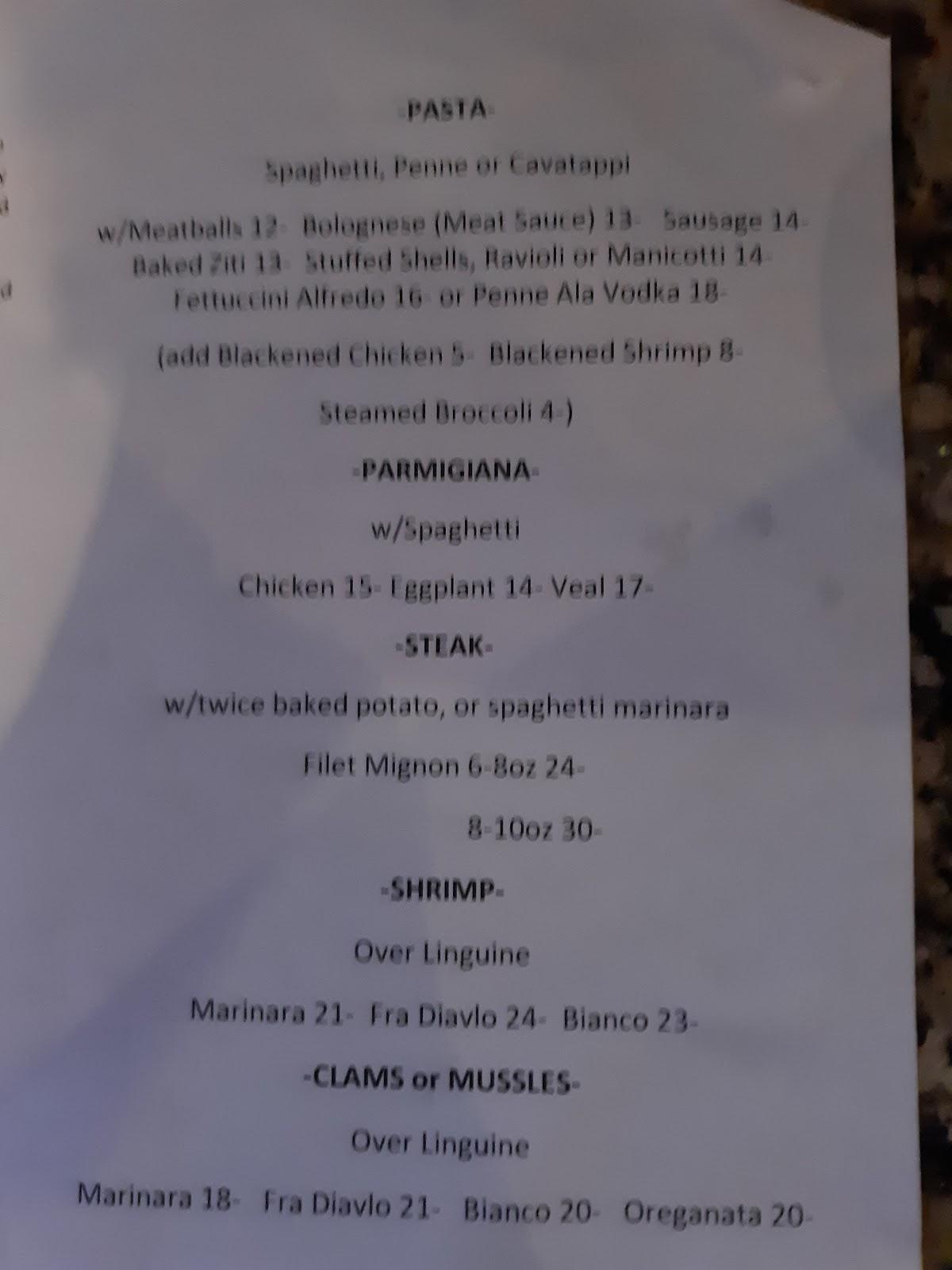 Menu at Taso Italiano restaurant, New Port Richey