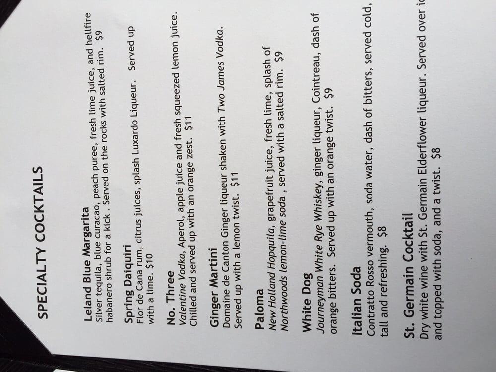 Menu at The Riverside Inn restaurant, Leland