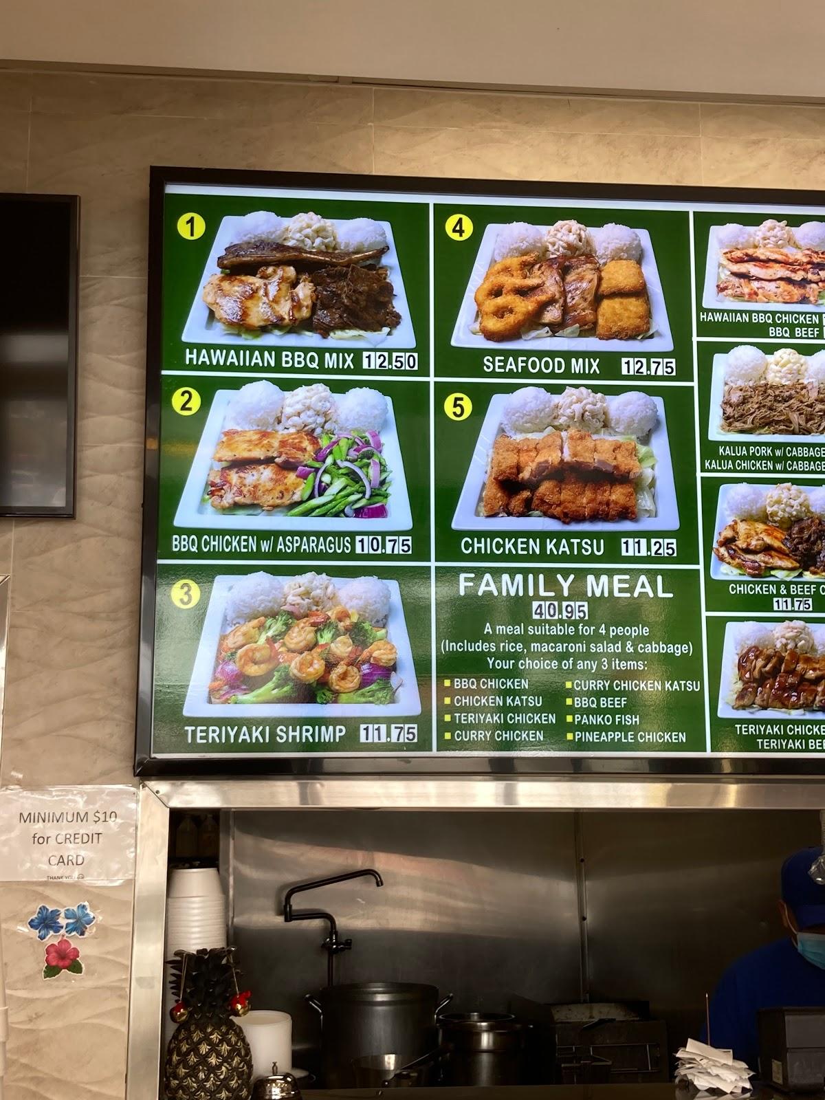 Menu at Wikiwiki Hawaiian BBQ, El Segundo