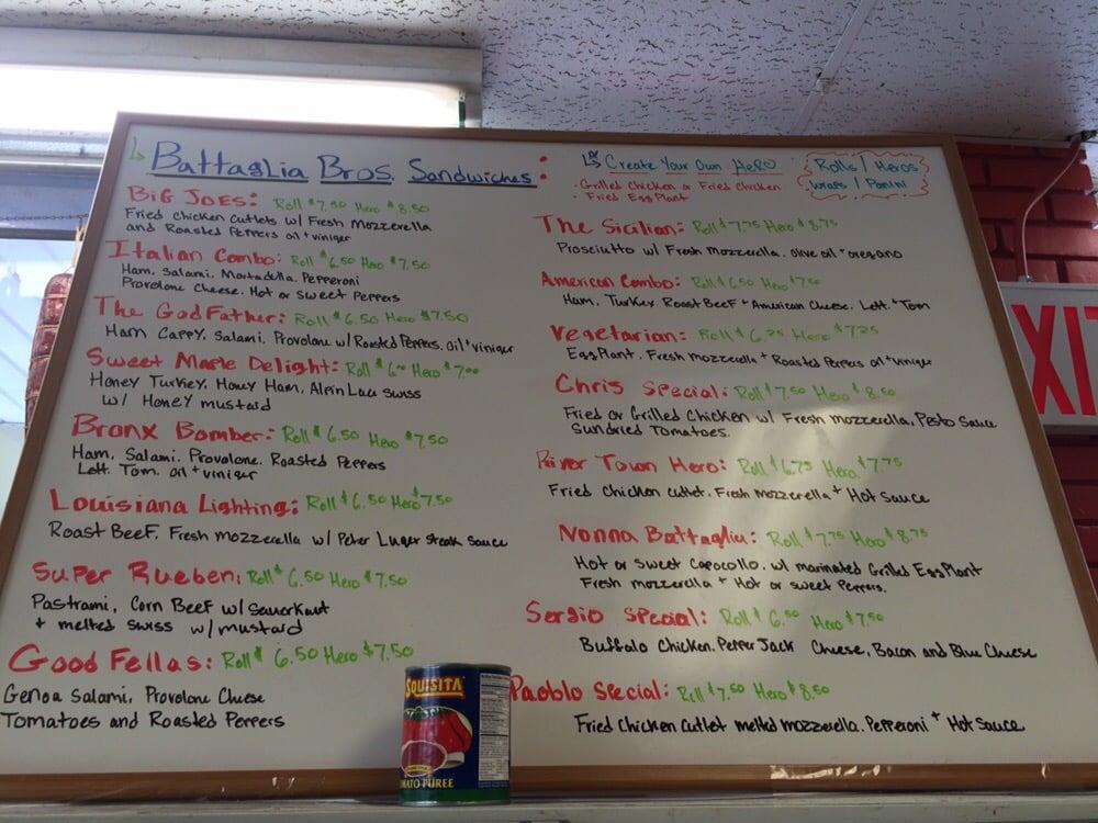 Menu at Battaglia Brothers Deli, Dobbs Ferry